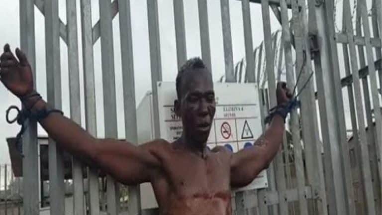 Notorious Cable Thief Arrested Str Pped N Ked Tied To A Metal Pole