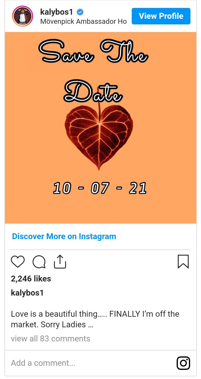 “Save The Date, Off The Market” – Kalybos And Ahoufe Patri 's Post Puts ...
